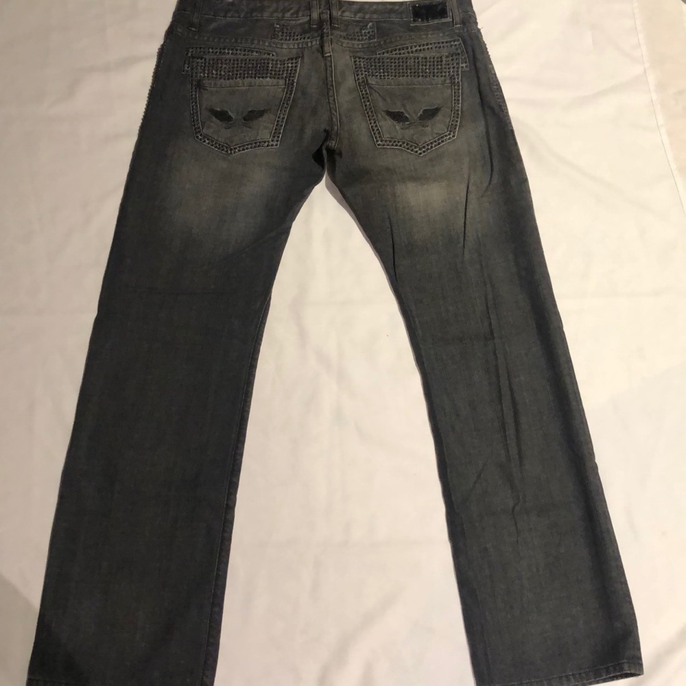 Robins Jeans Black Jail Studded Wings Rhinestone - Gem